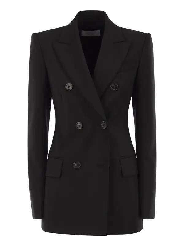 Sportmax Tailored Double-breasted Virgin Wool Blazer - Black