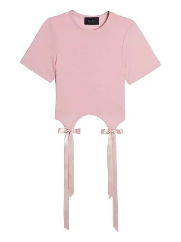 Simone Rocha Slub Texture Cutout Bow Detail T-shirt - Pink