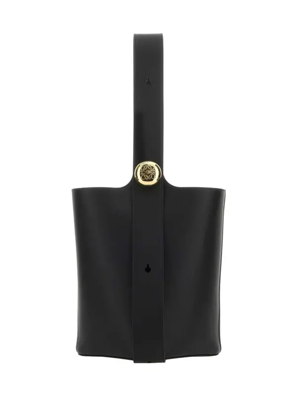 Loewe Leather Medium Pebble Bucket Bag - Black