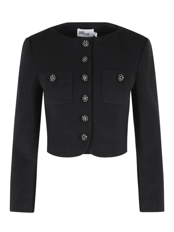 SELF-PORTRAIT Wool Blend Padded Jacket - Black
