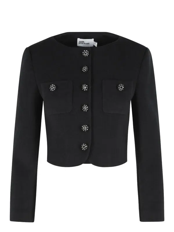 SELF-PORTRAIT Wool Blend Padded Jacket - Black