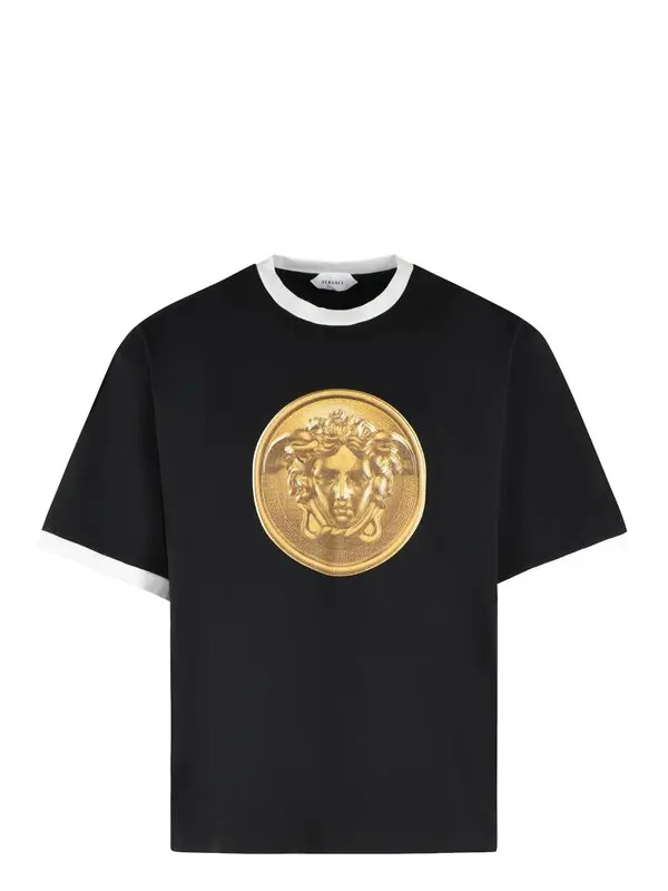Versace Medusa' Cotton T-shirt - Black