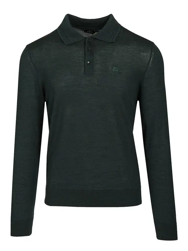Etro Wool And Silk Polo Shirt - Green