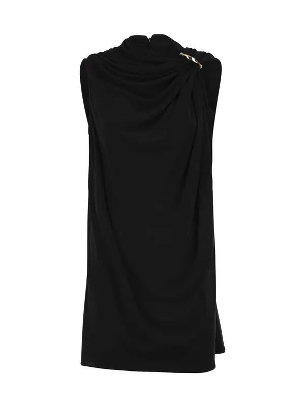 Sportmax Spxepoche Draped Stretch Viscose Dress With Jewelled Shoulder Detail - Black