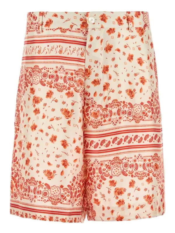 Fendi Printed Silk Bermuda Shorts - Multicolor