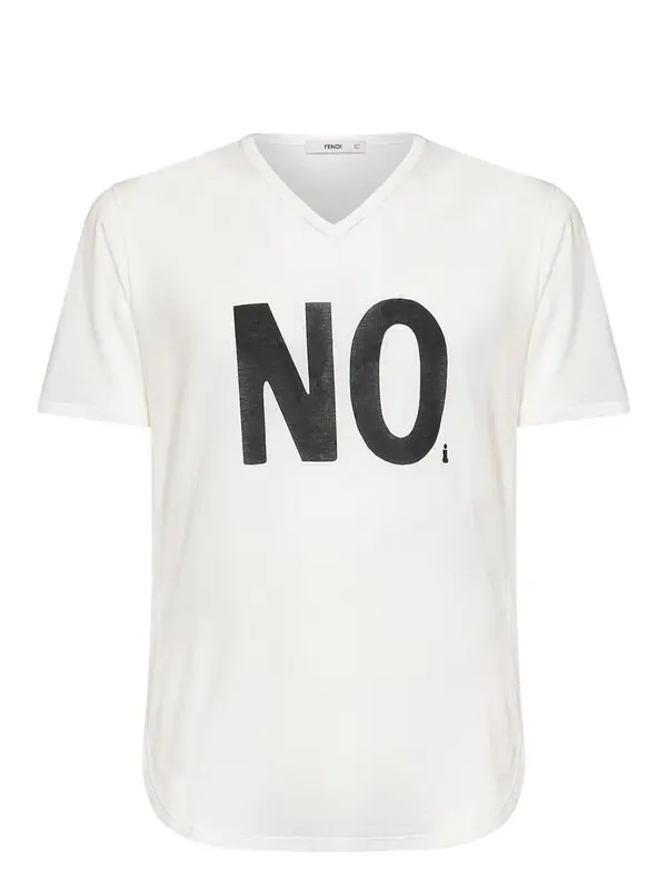 Fendi Ivory Lightweight Organic Cotton Jersey Noi-print T-shirt - Multicolor