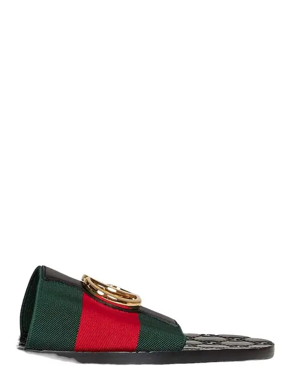 Gucci Web And Leather Riviera Slide Sandals - Multicolor