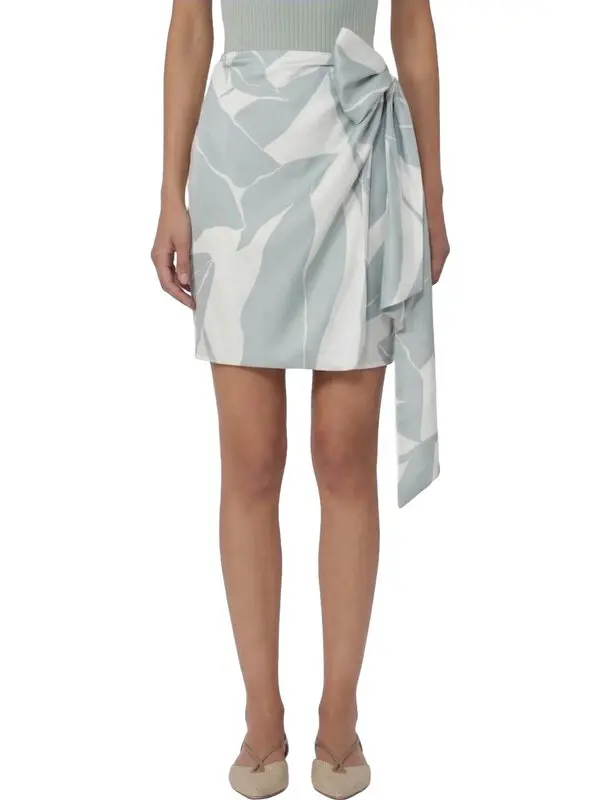 Max Mara Printed Silk Pareo Skirt - White