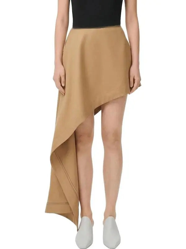 Loewe Cotton And Silk Asymmetric Skirt - Cream