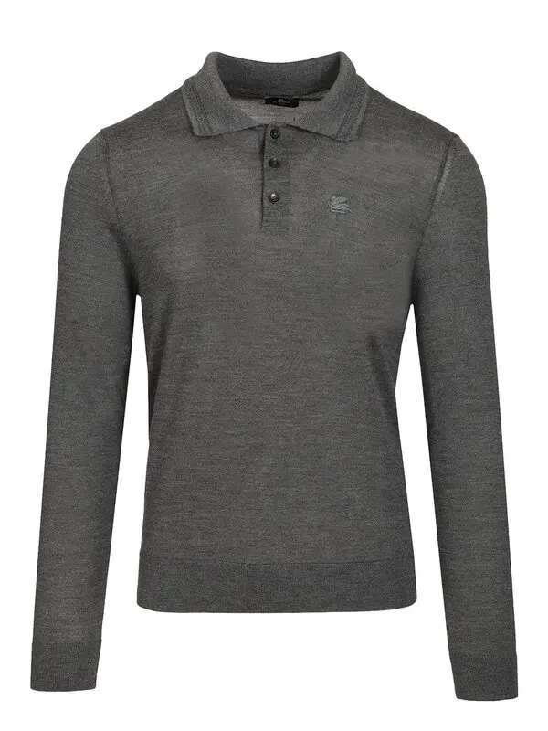 Etro Wool And Silk Polo Shirt - Gray