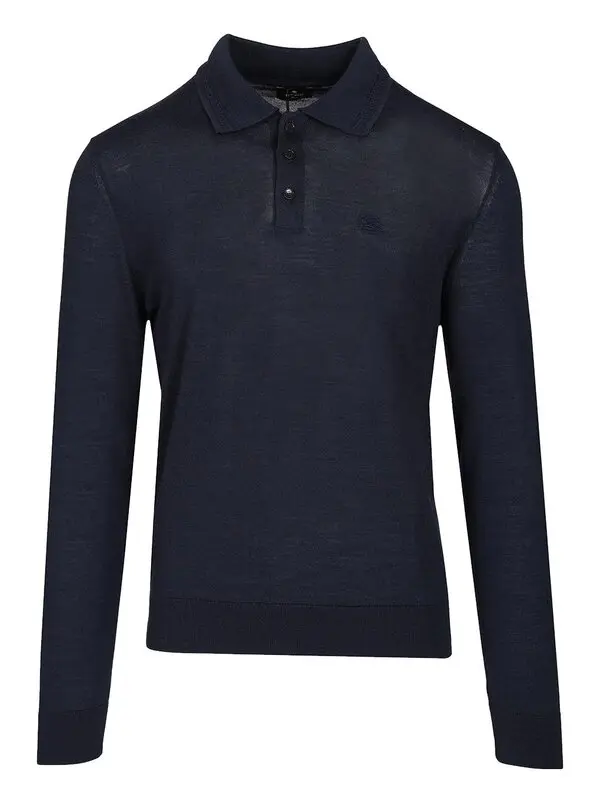 Etro Wool And Silk Polo Shirt - Blue