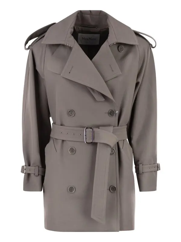 Max Mara Mxscacio Short Cotton Trench Coat - Gray