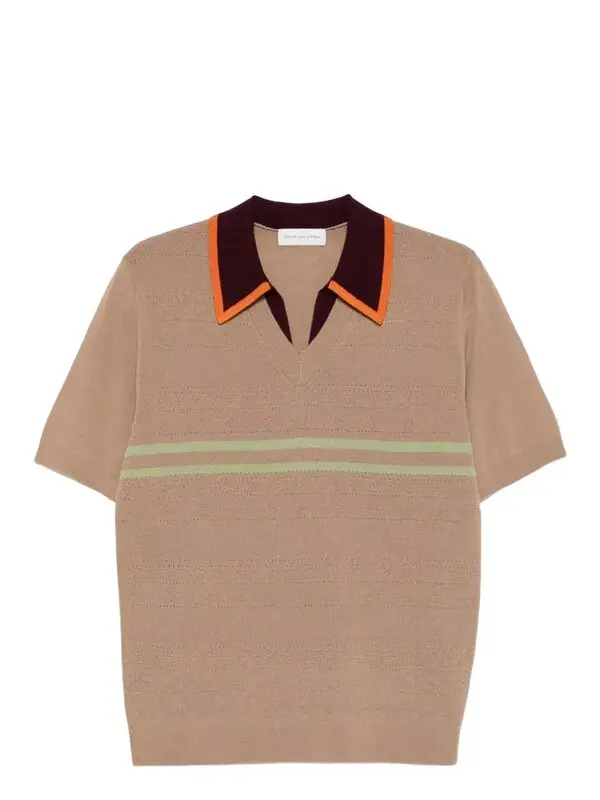 Dries Van Noten Striped Polo - Brown