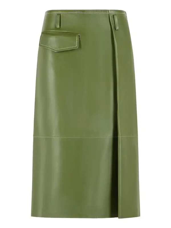 Marni Nappa Leather Midi Skirt - Green