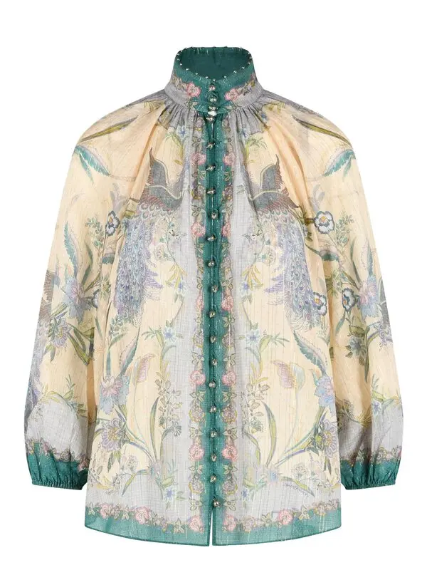 Zimmermann Indra Billow Cotton Blend Blouse - Cream