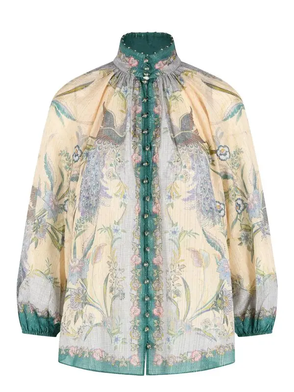 Zimmermann Indra Billow Cotton Blend Blouse - Cream