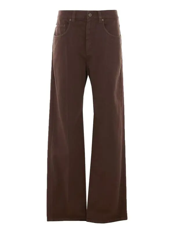 Brunello Cucinelli Denim Contemporary Loose Pants - Brown