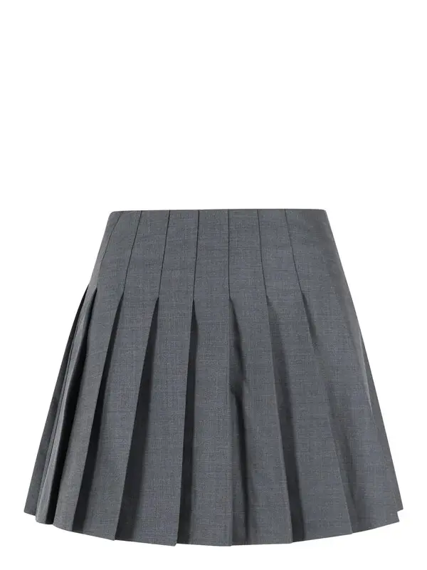 SELF-PORTRAIT Wool Blend Pleated Miniskirt - Gray