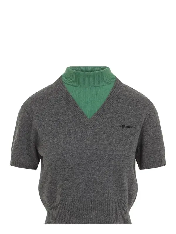 Miu Miu Layered Knit Sweater - Gray