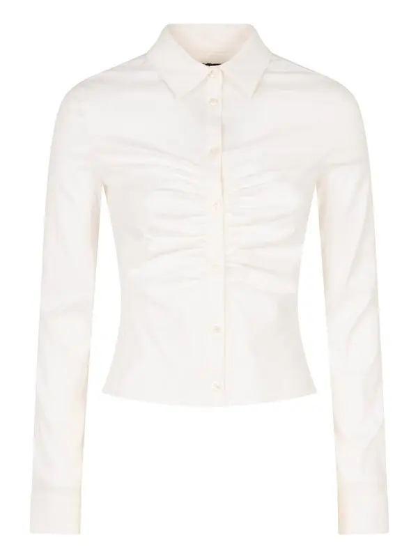 Balenciaga Ruched Cotton Shirt - White