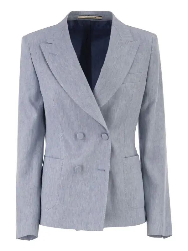 Tagliatore Linen Blend Blazer - Blue