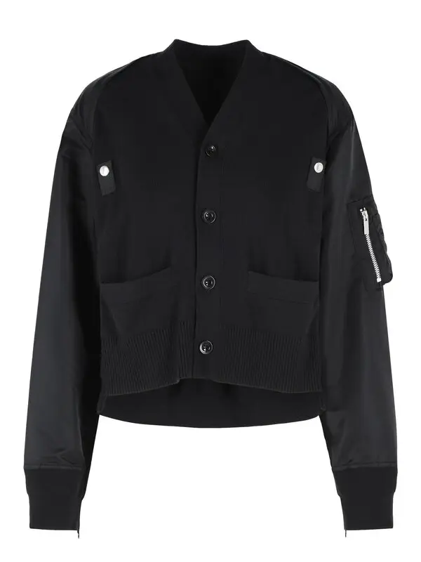 Sacai Cotton Blend Cardigan - Black