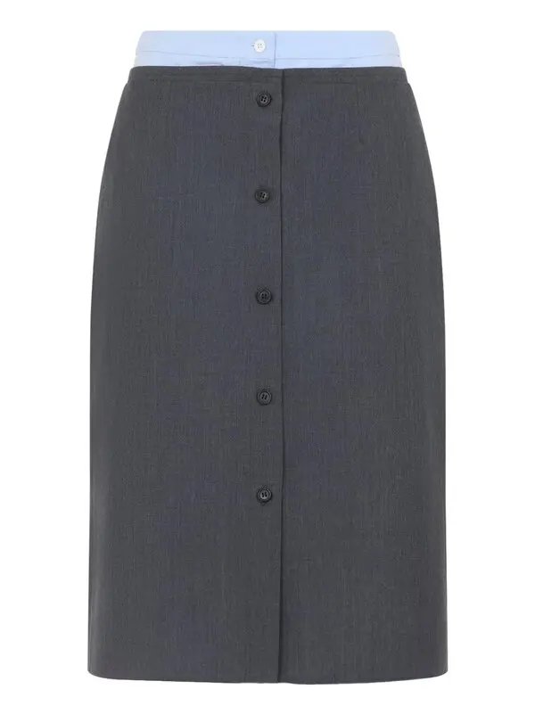 Prada Wool Midi Skirt - Blue