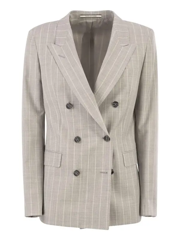 Tagliatore Double-breasted Pinstripe Blazer - Cream