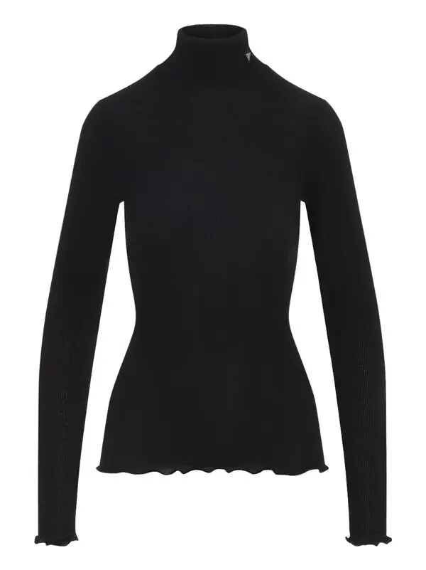 Prada Ribbed Knit Turtleneck Top - Black