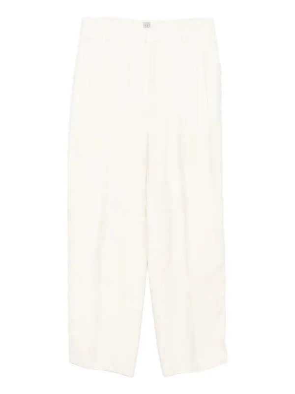 TOTEME Double-pleat Straight Trousers - Cream