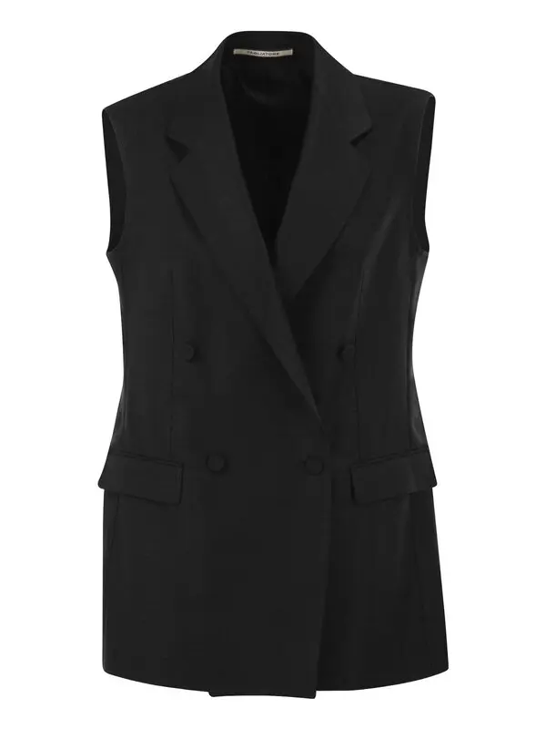 Tagliatore Double-breasted Linen Waistcoat - Black