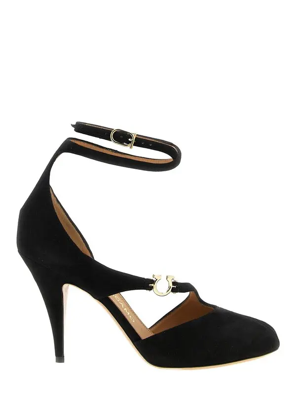 FERRAGAMO Molly Suede Sandals - Black