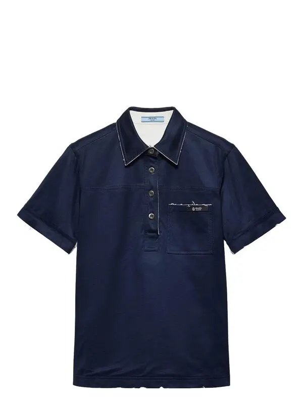 Prada Filo Di Scozia Cotton Polo Shirt - Blue