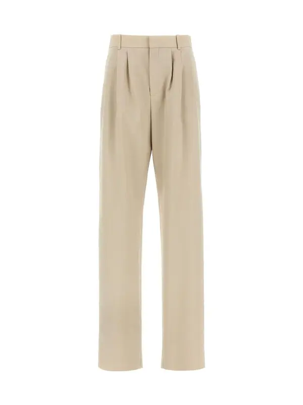 Saint Laurent Pleated Wool Trousers - Cream