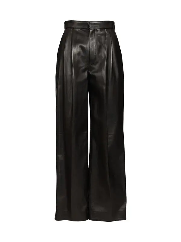 Bottega Veneta Glossed Leather Trousers - Black