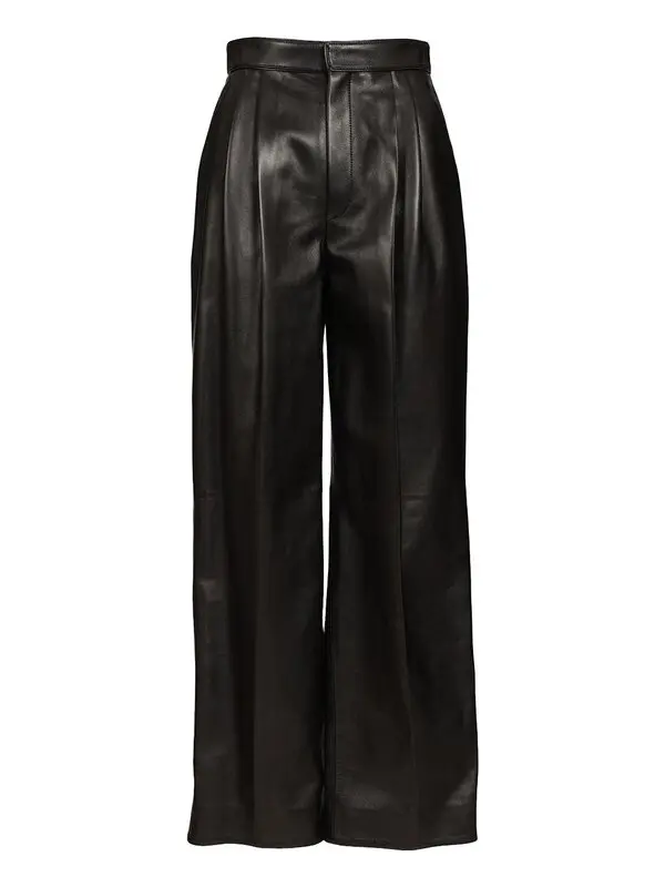 Bottega Veneta Glosse Leather Trousers - Black