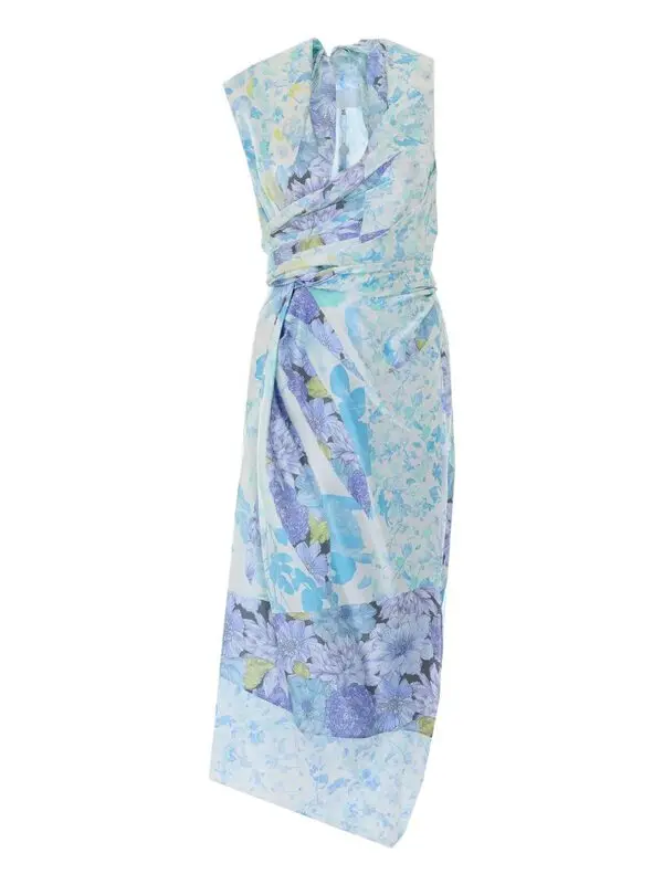 MAISON MARGIELA Floral Motif Wrap Dress - Blue