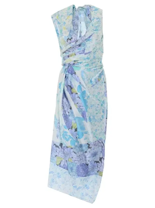 MAISON MARGIELA Floral Motif Wrap Dress - Blue