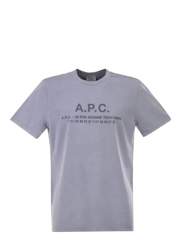 A.p.c. Organic Cotton T-shirt With Logo Print - Blue