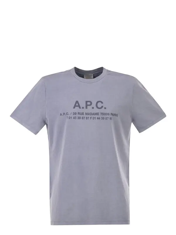 A.p.c. Organic Cotton T-shirt With Logo Print - Blue