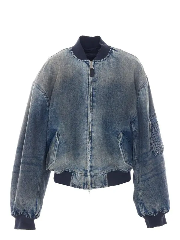 Balenciaga Denim Bomber Jacket - Blue