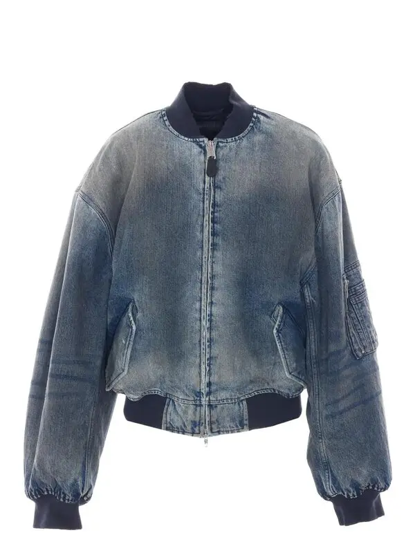 Balenciaga Denim Bomber Jacket - Blue
