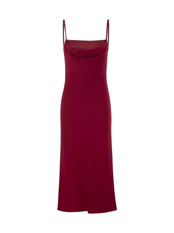Max Mara Long Dress With Draped Neckline - Red