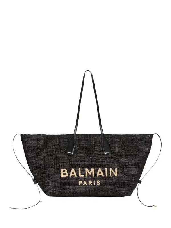 Balmain Track Raffia Tote - Multicolor