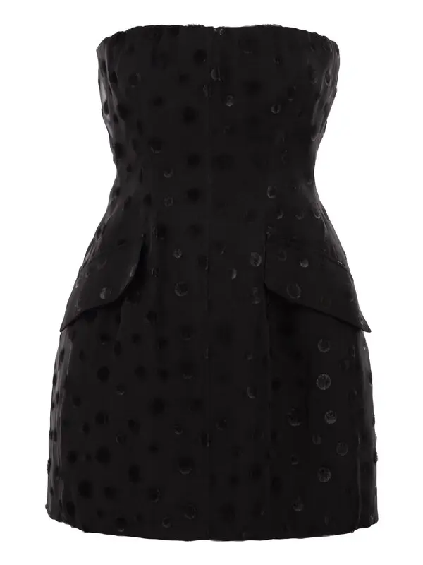 Sportmax Spxvampata Flocked Silk Bustier Mini Dress - Black