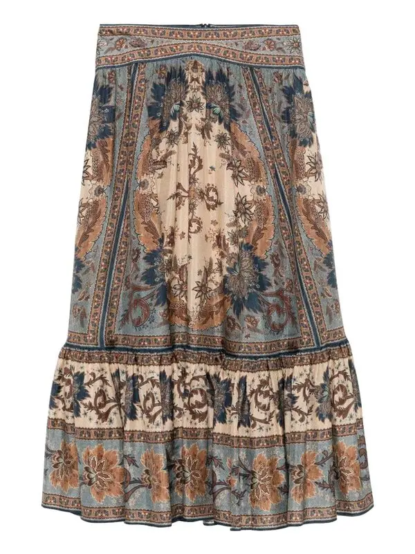 Zimmermann Ascension Tiered Midi Skirt - Blue
