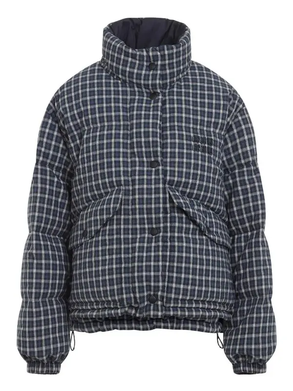 Miu Miu Reversible Checked Down Jacket - Blue