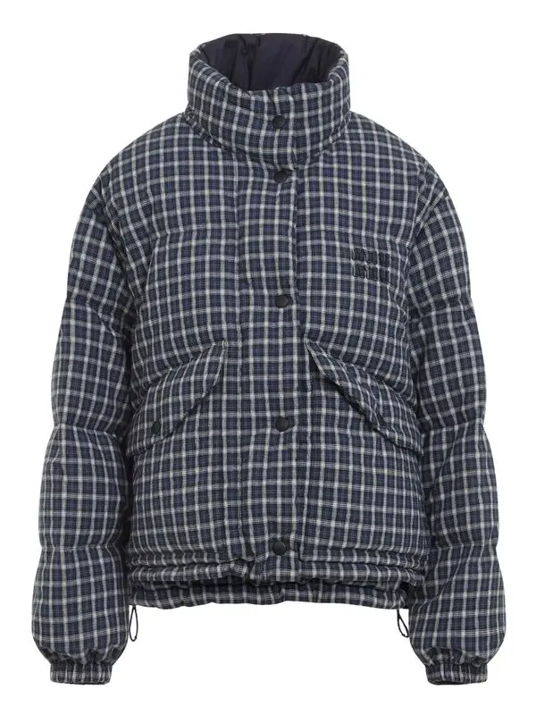 Miu Miu Reversible Checked Down Jacket - Blue