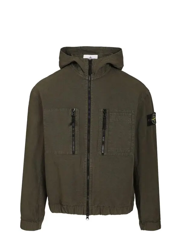 Stone Island Organic Cotton Ripstop Hooded Overshirt - Gray