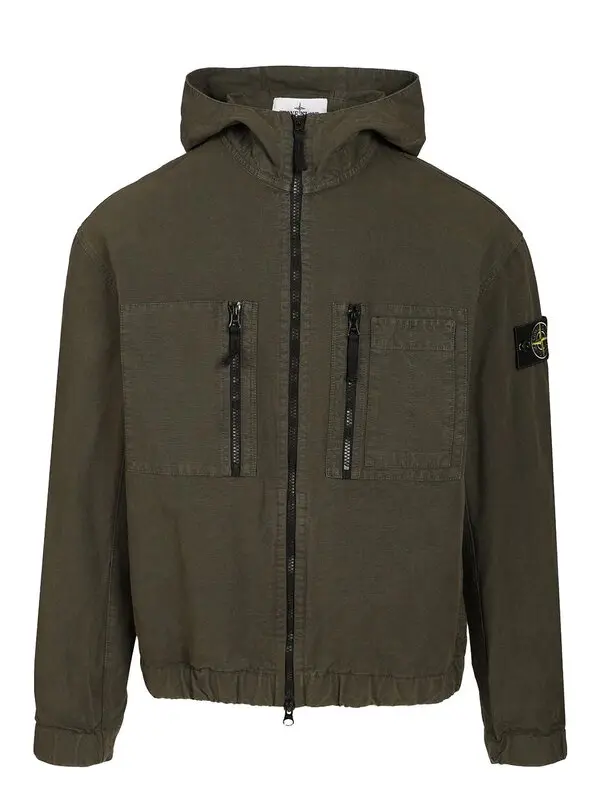 Stone Island Organic Cotton Ripstop Hooded Overshirt - Gray